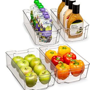 Home Basics Clear Acrylic Food Storage Container Bin for Fridge Freezer or Pantry, Stackable with Handles. Organize Fruit, Vegetables, Yogurt, Snacks, Pasta, Extra Large, 8” x 14"