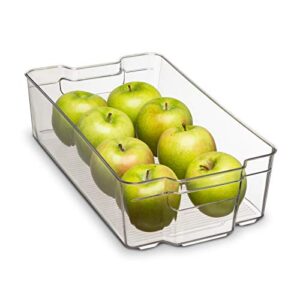 Home Basics Clear Acrylic Food Storage Container Bin for Fridge Freezer or Pantry, Stackable with Handles. Organize Fruit, Vegetables, Yogurt, Snacks, Pasta, Extra Large, 8” x 14"