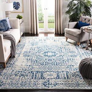 SAFAVIEH Evoke Collection Area Rug - 8' x 10', Ivory & Black, Oriental Medallion Distressed Design, Non-Shedding & Easy Care, Ideal for High Traffic Areas in Living Room, Bedroom (EVK260T)