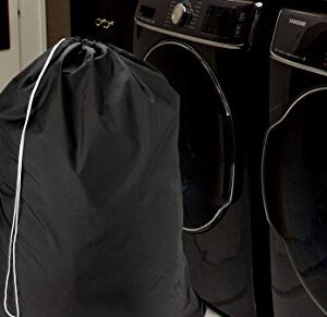 Nylon Laundry Bag - Locking Drawstring Closure and Machine Washable. These Large Bags Will Fit a Laundry Basket or Hamper and Strong Enough to Carry up to Three Loads of Clothes. (Black | 2-Pack)