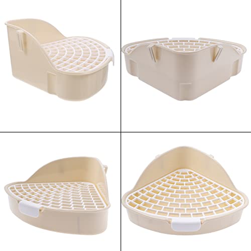 Triangle Potty Trainer Corner Litter Bedding Box Pet Pan for Small Animal/Rabbit/Guinea Pig/galesaur/Hamster/Ferret(White)（9.64"x6.89"x4"）