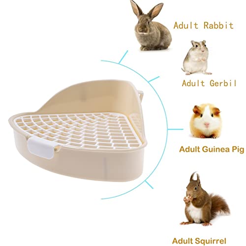 Triangle Potty Trainer Corner Litter Bedding Box Pet Pan for Small Animal/Rabbit/Guinea Pig/galesaur/Hamster/Ferret(White)（9.64"x6.89"x4"）