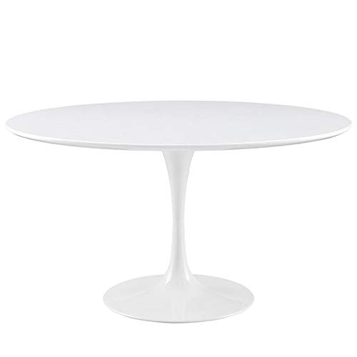 Hawthorne Collections Mid-Century Mordern 54" Round Dining Table Pedestal Base in White