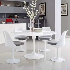 Hawthorne Collections Mid-Century Mordern 54" Round Dining Table Pedestal Base in White