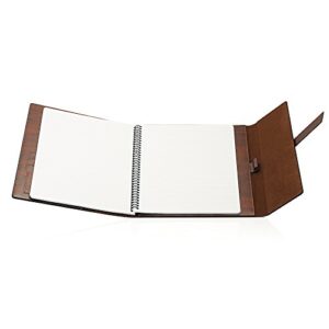 GALLAWAY LEATHER Padfolio Portfolio Folder – Slim Portfolio Folio Organizer Holder for Letter Legal A4 Note Pads Notebooks for Men Women Refillable Business Leather Portfolio Binder, Dark Chocolate