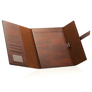 GALLAWAY LEATHER Padfolio Portfolio Folder – Slim Portfolio Folio Organizer Holder for Letter Legal A4 Note Pads Notebooks for Men Women Refillable Business Leather Portfolio Binder, Dark Chocolate