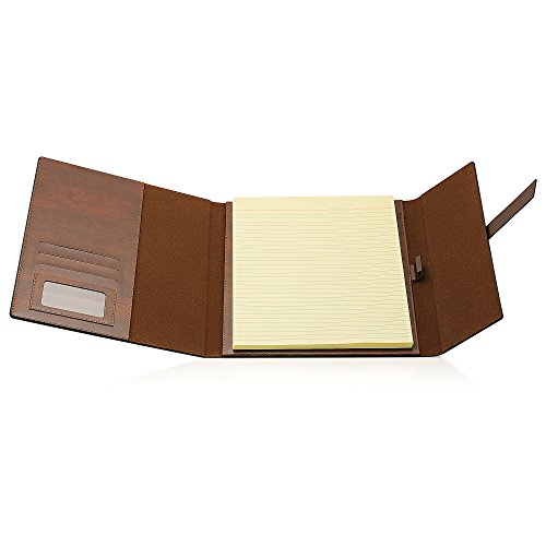 GALLAWAY LEATHER Padfolio Portfolio Folder – Slim Portfolio Folio Organizer Holder for Letter Legal A4 Note Pads Notebooks for Men Women Refillable Business Leather Portfolio Binder, Dark Chocolate