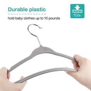 Minnebaby 30 Pack Neutral Grey Baby Clothes Velvet Hangers-Ultra Thin No Slip Nursery Hangers with 6 Pcs Baby Clothing Dividers