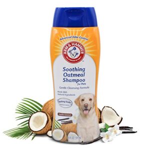 arm & hammer for pets soothing oatmeal pet shampoo | nourishing and moisturizing dog shampoo with gentle cleansing formula | vanilla coconut scent, 20 oz bottle shampoo for pets