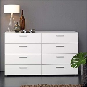 atlin designs modern 8 drawer double dresser with bar handles in white