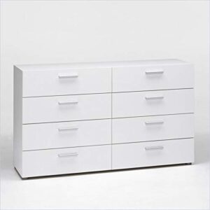 Atlin Designs Modern 8 Drawer Double Dresser with Bar Handles in White