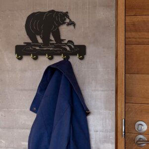 the geeky days chubby polar bear eat fish home decor wall art wall hooks coat hooks coat hanger animal clothes hats hooks keys holder bathroom kitchen decor hanger