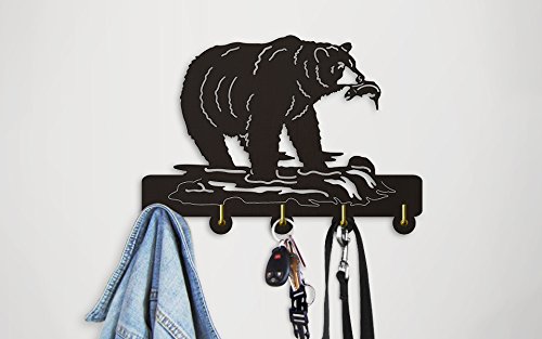 The Geeky Days Chubby Polar Bear Eat Fish Home Decor Wall Art Wall Hooks Coat Hooks Coat Hanger Animal Clothes Hats Hooks Keys Holder Bathroom Kitchen Decor Hanger