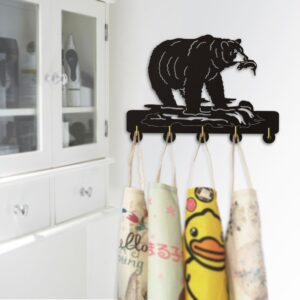 The Geeky Days Chubby Polar Bear Eat Fish Home Decor Wall Art Wall Hooks Coat Hooks Coat Hanger Animal Clothes Hats Hooks Keys Holder Bathroom Kitchen Decor Hanger