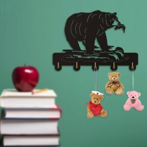 The Geeky Days Chubby Polar Bear Eat Fish Home Decor Wall Art Wall Hooks Coat Hooks Coat Hanger Animal Clothes Hats Hooks Keys Holder Bathroom Kitchen Decor Hanger