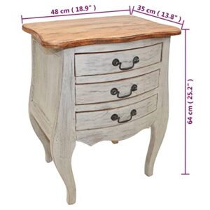 vidaXL Solid Reclaimed Wood Bedside Cabinet w/ 3 Drawers Nightstand Side Table