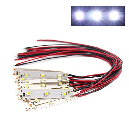 DD01W 10pcs Pre Wired White Strip Led Light Self-Adhesive Flexible 3528 SMD LED12V ~ 18V