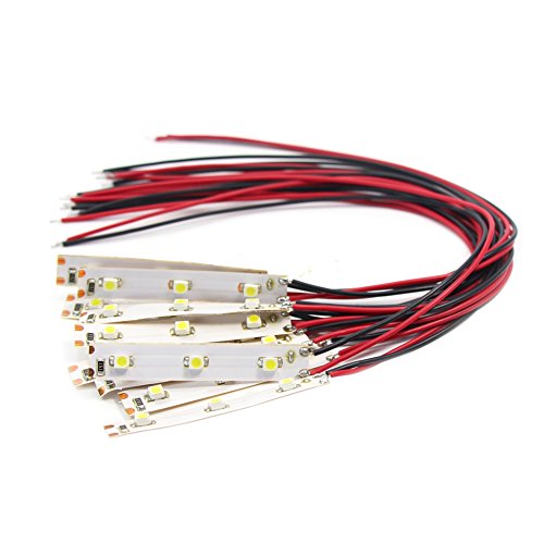 DD01W 10pcs Pre Wired White Strip Led Light Self-Adhesive Flexible 3528 SMD LED12V ~ 18V