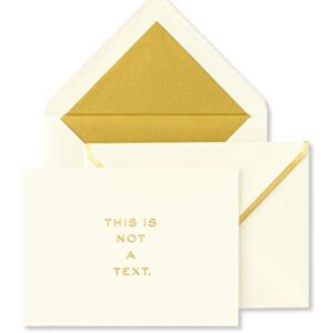 Kate Spade New York Greeting Card Set of 10 with Blank Interior and Lined Envelopes, This Is Not A Text (Gold)