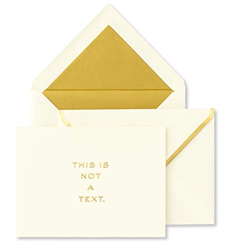 Kate Spade New York Greeting Card Set of 10 with Blank Interior and Lined Envelopes, This Is Not A Text (Gold)