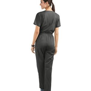 Strictly Scrubs Women’s Scrub Set – Includes V-Neck Top and Elastic Pant (Medium, Pewter)