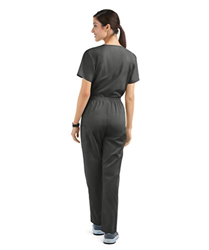 Strictly Scrubs Women’s Scrub Set – Includes V-Neck Top and Elastic Pant (Medium, Pewter)