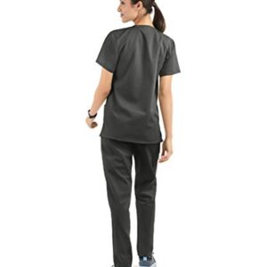 Strictly Scrubs Women’s Scrub Set – Includes V-Neck Top and Elastic Pant (Medium, Pewter)