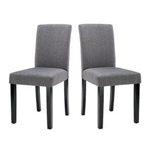 NOBPEINT Urban Style Solid Wood Fabric Padded Parson Chair, Grey, Set of 4