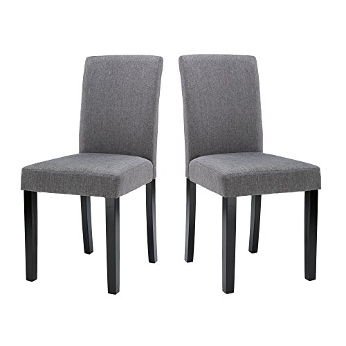 NOBPEINT Urban Style Solid Wood Fabric Padded Parson Chair, Grey, Set of 4