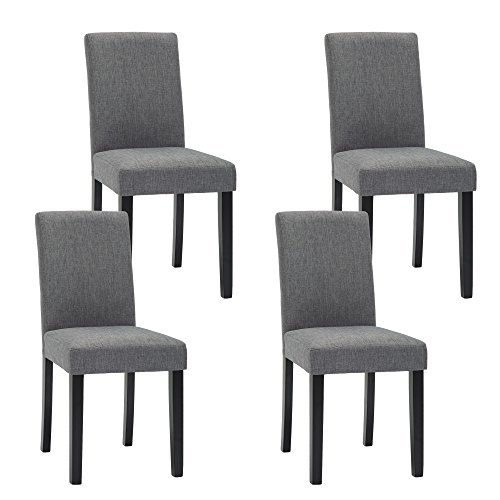 NOBPEINT Urban Style Solid Wood Fabric Padded Parson Chair, Grey, Set of 4