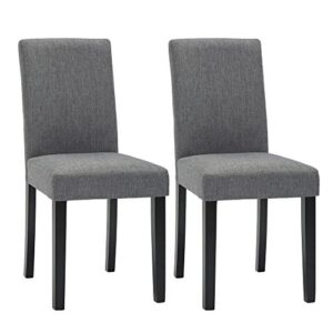 NOBPEINT Urban Style Solid Wood Fabric Padded Parson Chair, Grey, Set of 4