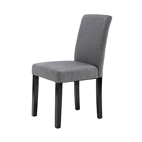 NOBPEINT Urban Style Solid Wood Fabric Padded Parson Chair, Grey, Set of 4