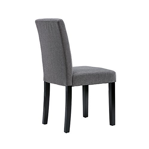 NOBPEINT Urban Style Solid Wood Fabric Padded Parson Chair, Grey, Set of 4