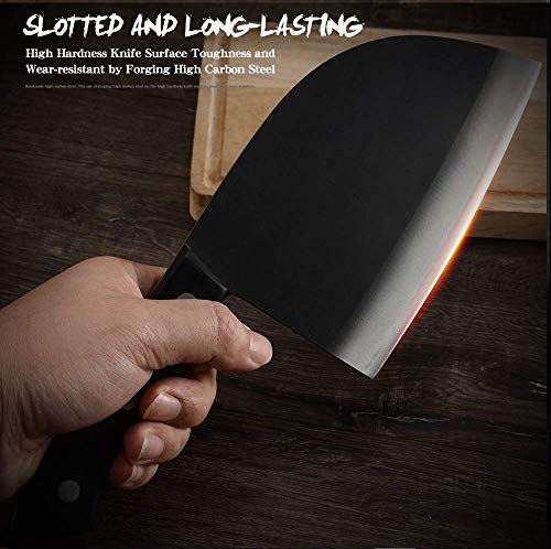 XYJ Kitchen Knife Camping Knife Full Tang Butcher Knife 3cr13 Stainless Steel Serbian Chef Knife Meat Vegetable Knives Leather Sheath with Belt Loop Easy Carry