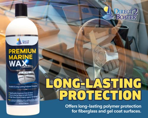 Premium Marine Wax for Boats & RV's with High Gloss Finish - 16 fl oz By Direct 2 Boater