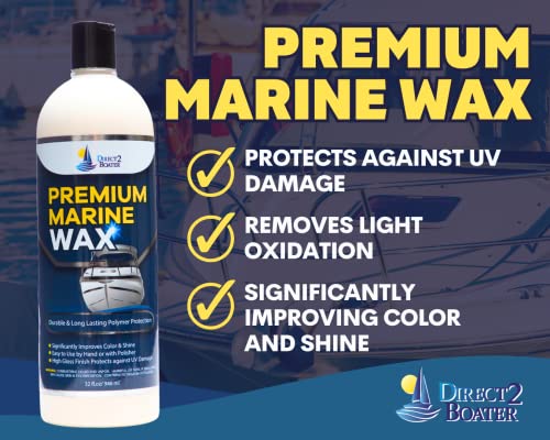 Premium Marine Wax for Boats & RV's with High Gloss Finish - 16 fl oz By Direct 2 Boater