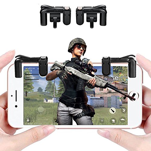 ZZoo Mobile Game Controller, Sensitive Shoot and Aim Keys L1R1 Shooter Controller for PUBG/Fortnite/Rules of Survival/Knives Out, Mobile Gaming Joysticks for iPhone Samsung Mobile (Black)