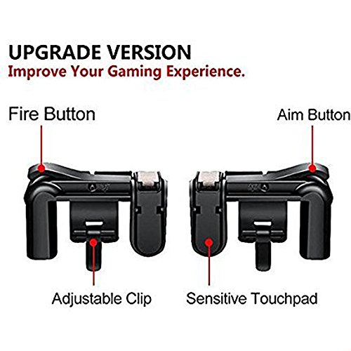 ZZoo Mobile Game Controller, Sensitive Shoot and Aim Keys L1R1 Shooter Controller for PUBG/Fortnite/Rules of Survival/Knives Out, Mobile Gaming Joysticks for iPhone Samsung Mobile (Black)