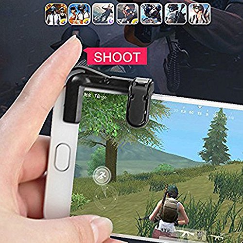 ZZoo Mobile Game Controller, Sensitive Shoot and Aim Keys L1R1 Shooter Controller for PUBG/Fortnite/Rules of Survival/Knives Out, Mobile Gaming Joysticks for iPhone Samsung Mobile (Black)