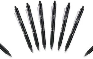 Pilot FriXion Clicker 0.7mm, Erasable Gel Pens, Fine Point, Black Ink (8 Pack)