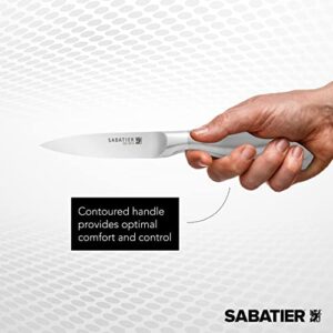 Sabatier Forged Stainless Steel Paring Knife with Self-Sharpening Blade Cover, 3.5-Inch, Razor-Sharp Small Kitchen Knife to Cut Fruit, Vegetables and more- High-Carbon Stainless Steel, Stainless Steel