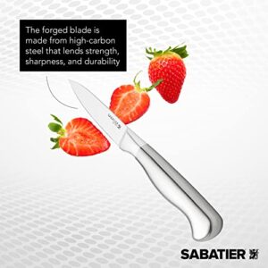 Sabatier Forged Stainless Steel Paring Knife with Self-Sharpening Blade Cover, 3.5-Inch, Razor-Sharp Small Kitchen Knife to Cut Fruit, Vegetables and more- High-Carbon Stainless Steel, Stainless Steel