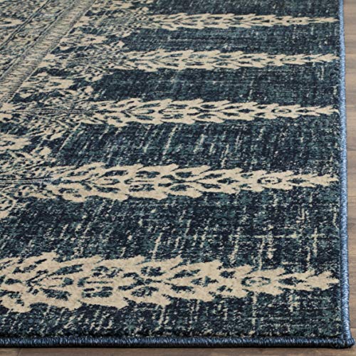 SAFAVIEH Evoke Collection 6'7" Square Royal / Ivory EVK521D Boho Non-Shedding Living Room Bedroom Dining Home Office Area Rug