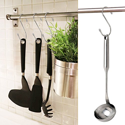 WOVTE 20 Pack Heavy-Duty Stainless Steel S Shaped Hooks Kitchen S Type Hooks Hangers for Pans Pots Utensils Clothes Bags Towels Plants