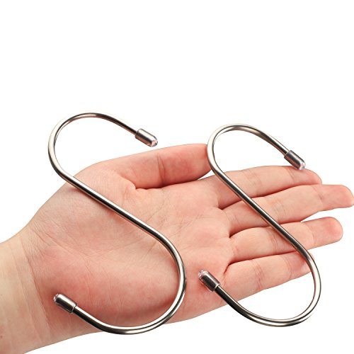 WOVTE 20 Pack Heavy-Duty Stainless Steel S Shaped Hooks Kitchen S Type Hooks Hangers for Pans Pots Utensils Clothes Bags Towels Plants