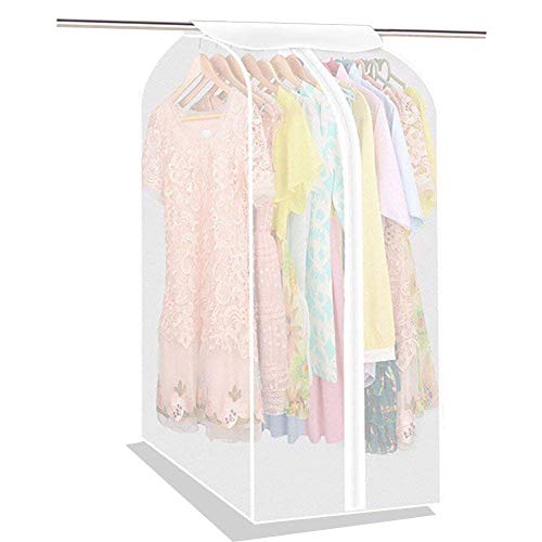 Garment Bag Organizer Storage with Translucent Fabric, Large PEVA Translucent Clothing Dustproof Cover, Wardrobe Hanging Storage Bag, Garment Bags for Closet Storage, Magic Tape and Zipper Design