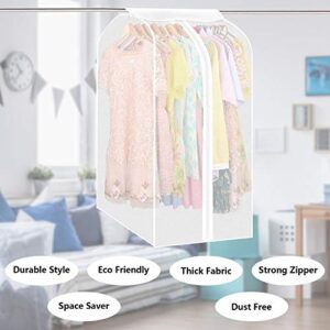 Garment Bag Organizer Storage with Translucent Fabric, Large PEVA Translucent Clothing Dustproof Cover, Wardrobe Hanging Storage Bag, Garment Bags for Closet Storage, Magic Tape and Zipper Design