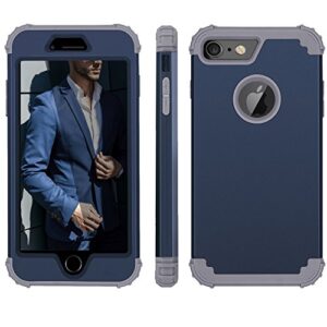 Fingic iPhone 6 Case,iPhone 6s Case, Full-Body Cover 3 in 1 Hybrid Hard PC & Soft Silicone Heavy Duty Rugged Bumper Shockproof Protective Phone Case for iPhone 6/6S (4.7 inch),Navy Blue+Gray