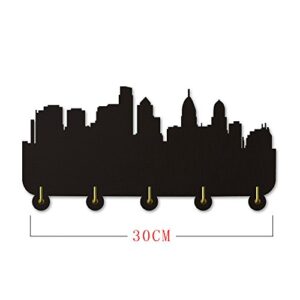 The Geeky Days America Philadelphia Skyline Tourist Attraction Modern Decor Wall Hooks Clothes Coat Robe Hooks Towel Hooks Keys Holder Bedroom Bathroom Hanger