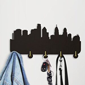 The Geeky Days America Philadelphia Skyline Tourist Attraction Modern Decor Wall Hooks Clothes Coat Robe Hooks Towel Hooks Keys Holder Bedroom Bathroom Hanger